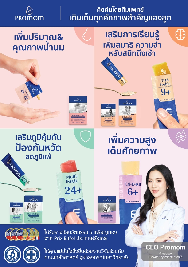 Promom ผลิตภัณฑ์วิตามินเด็กและอาหารเสริมเด็ก เพื่อสุขภาพที่ดีของลูกน้อย